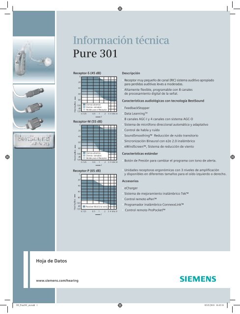 Información técnica Pure 301 - Siemens Hearing Instruments