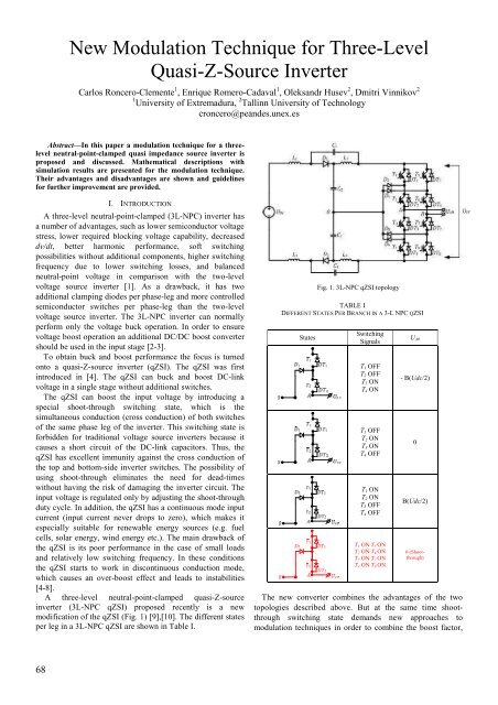 New Modulation Technique For Three Level Quasi Z Source Inverter