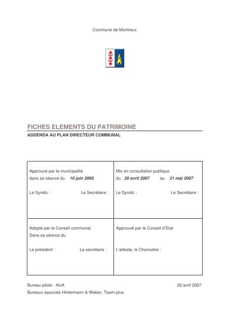 COMMUNE DE MONTREUX PLAN DIRECTEUR COMMUNAL