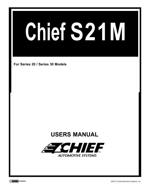 users manual - Chief Automotive Technologies