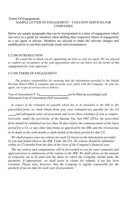 sample letter of engagement