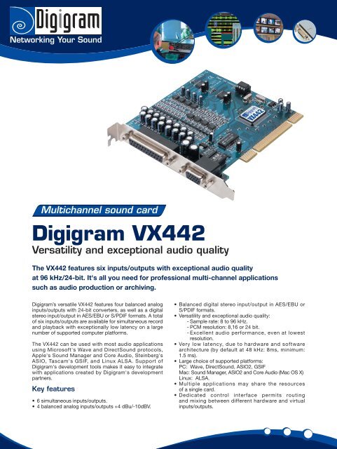 Digigram VX442 Versatility and exceptional ... - Broadcast Bionics