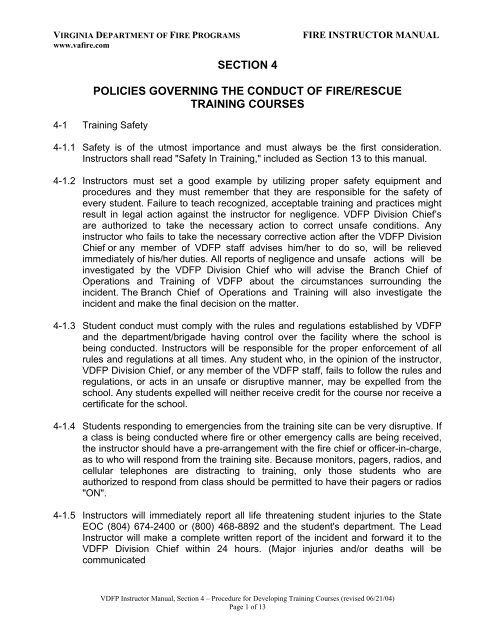 SECTION 4 - Virginia Department of Fire Programs