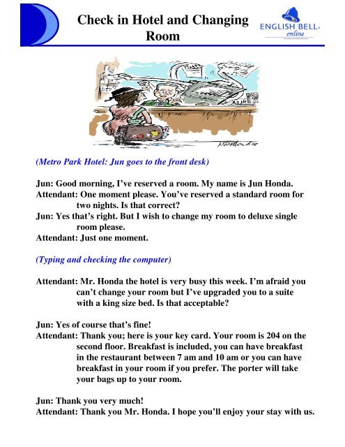 Check in Hotel and Changing Room