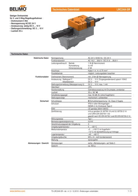 Technisches Datenblatt LRC24A-SR - Belimo