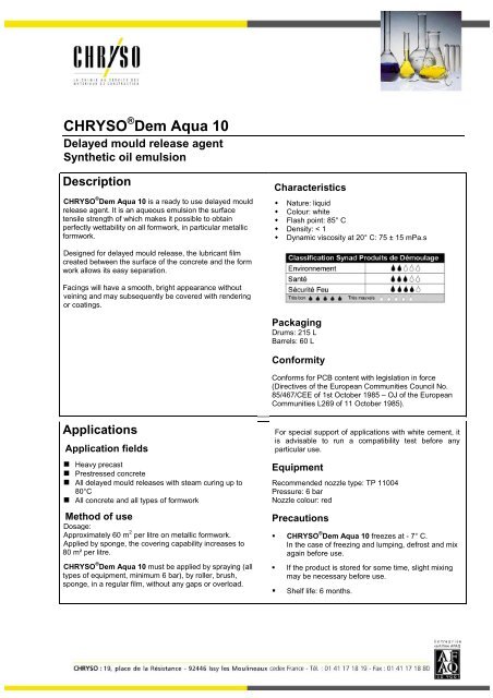 CHRYSO Dem Aqua 10 - Chryso.com