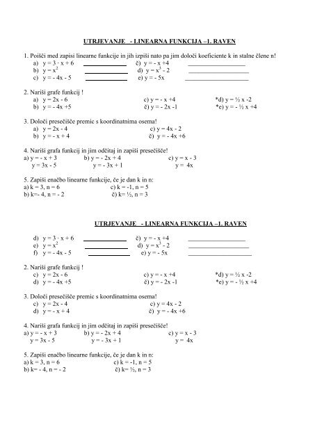 Linearna Funkcija LINEARNA FUNKCIJA