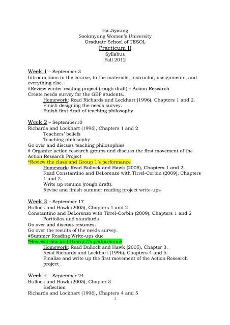 Practicum II (TESOL) - Syllabus