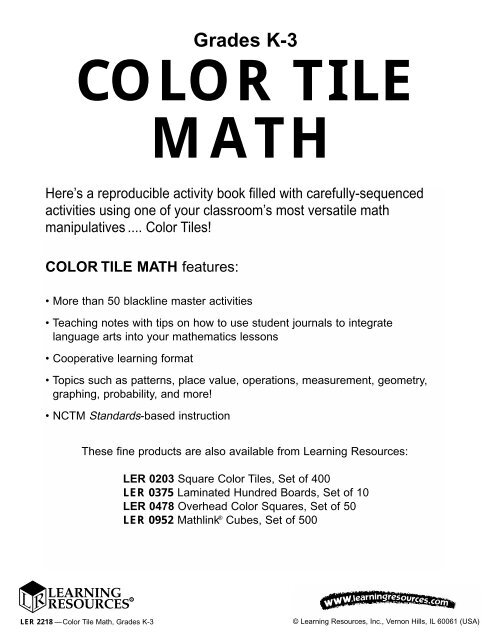 Color Tile Math Activity Book - Learning Resources