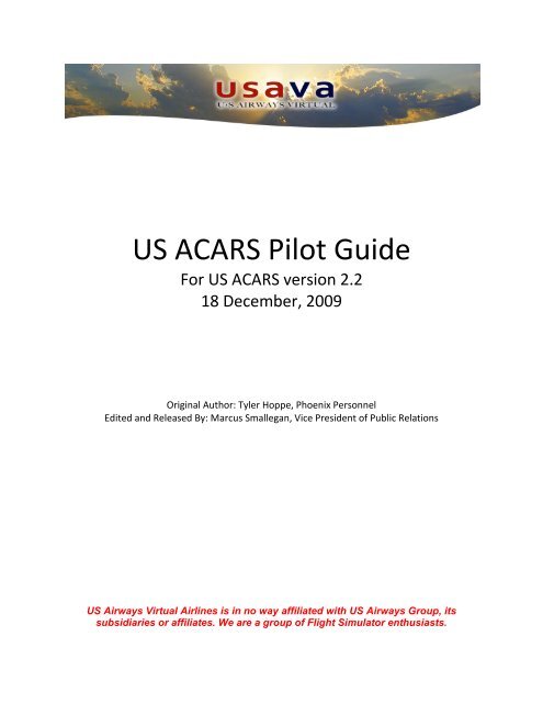 US ACARS Pilot Guide - US Airways Virtual