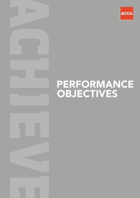 Performance Objectives booklet