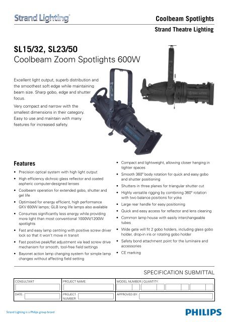 SL Coolbeam Spotlight Zoom - Strand Lighting