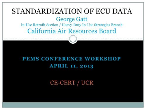 Standardization of ECU Data