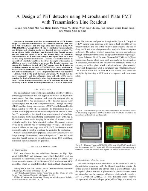 A Design of PET detector using Microchannel Plate PMT with ...
