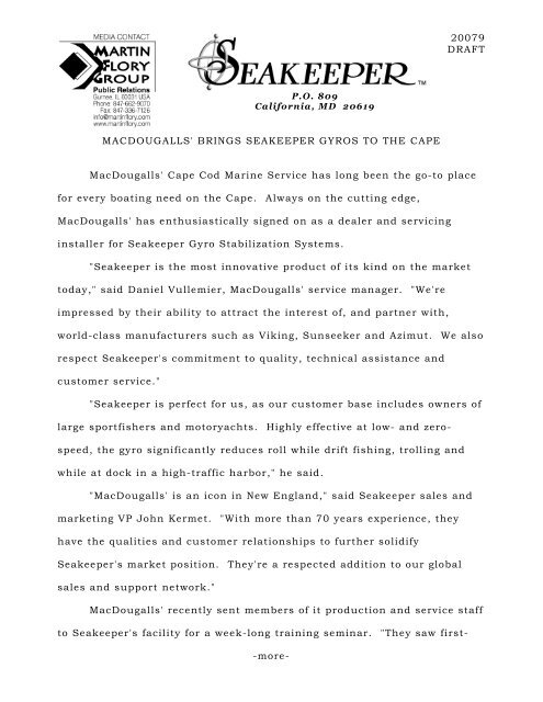 MacDougalls' Brings Seakeeper Gyros to the Cape