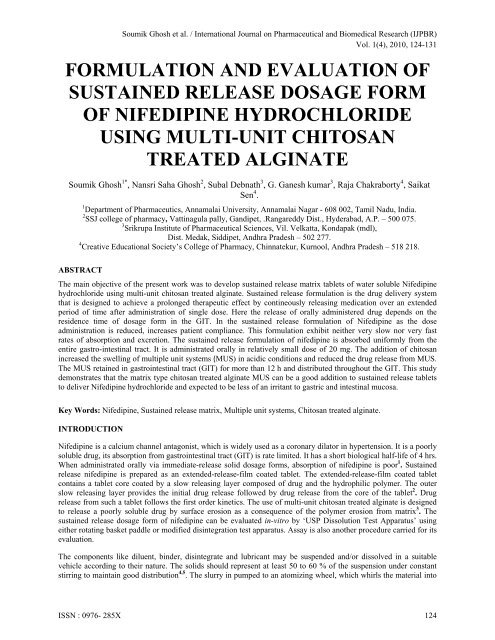 Formulation And Evaluation Of Sustained Release Dosage Form formulation-and-evaluation-of-sustained-release-dosage-form