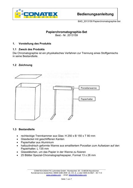 Bedienungsanleitung - Conatex-Didactic Lehrmittel GmbH