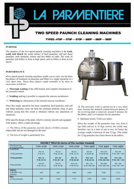 Two speed paunch cleaning machine