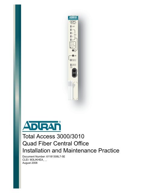 Total Access 3000/3010 Quad Fiber Central Office Installation and ...