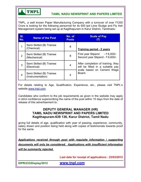 Details - TNPL