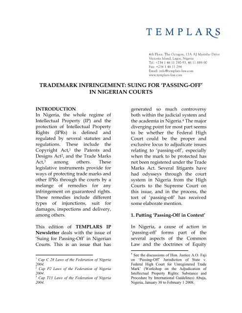 trademark infringement - Templars Law Firm