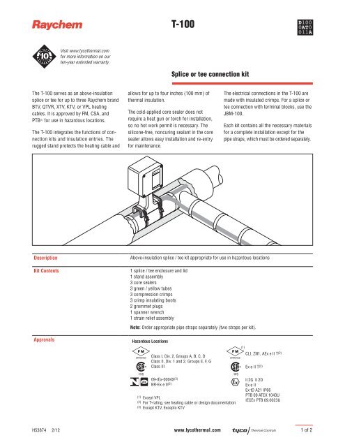 Splice or tee connection kit - Tyco Thermal Controls