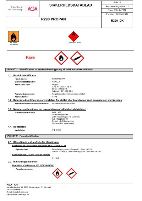 r290 propan - AGA Danmark