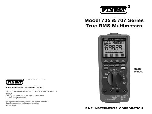Model 705 & 707 Series True RMS Multimeters - fine instruments corp
