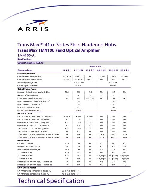 Trans Max TM4100 Field Optical Amplifier Technical ... - Arris