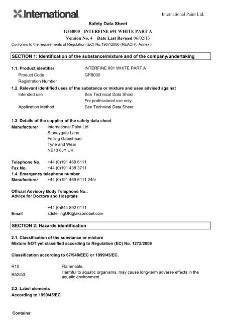 International Paint Ltd. Safety Data Sheet GFB000 INTERFINE 691 ...
