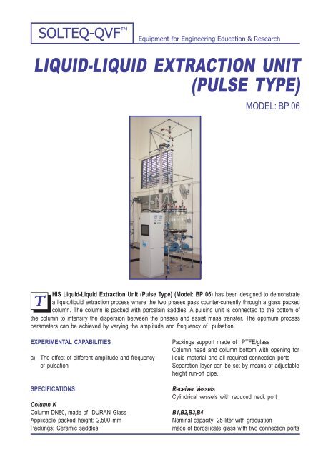 liquid-liquid extraction unit (pulse type) - Solution Engineering