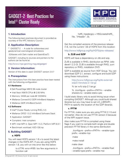 GADGET-2 Installation Best Practices - HPC Advisory Council