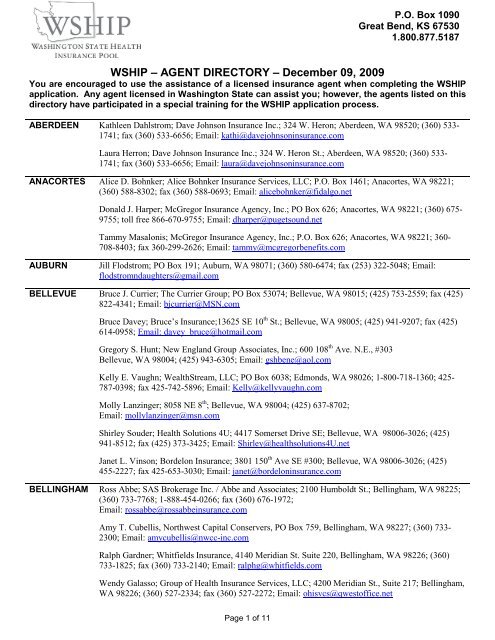 AGENT DIRECTORY - wship