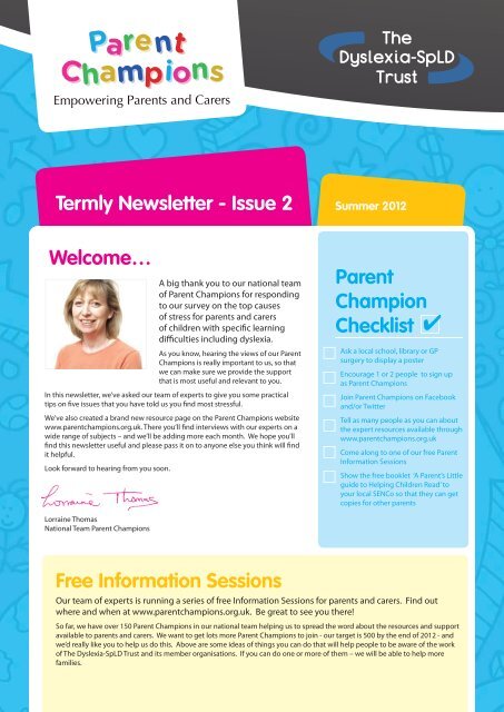 Parent Champion Checklist - The Dyslexia-SpLD Trust