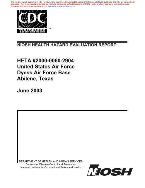 NIOSH Health Hazard Evaluation on Heat Stress - CDC (PDF)