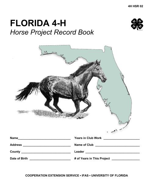 FLORIDA 4-H Horse Project Record Book