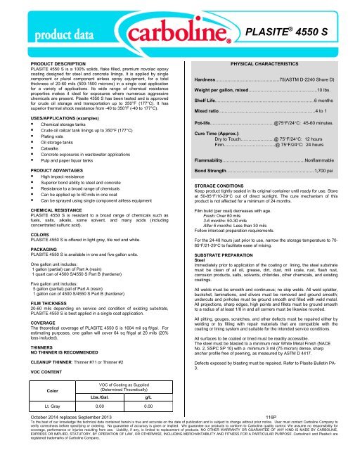 Plasite 4550 S PDS - Carboline