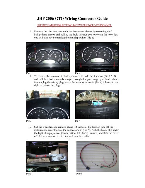 JHP 2006 GTO Wiring Connector Guide - JHP Vehicle Enhancements