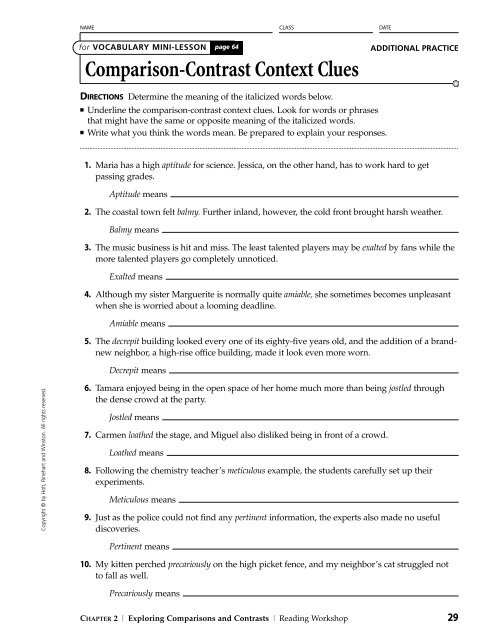 Comparison-Contrast Context Clues w Ans. Key.pdf - Azinga Cartoons