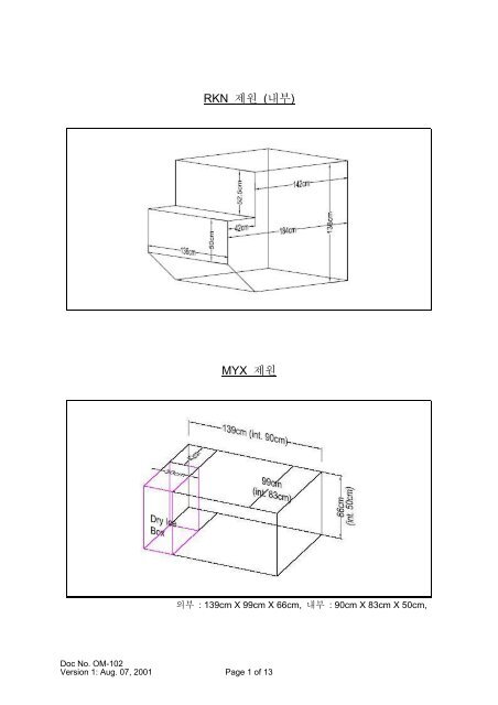 RKN 제원 (내부) MYX 제원 - Korean Air Cargo