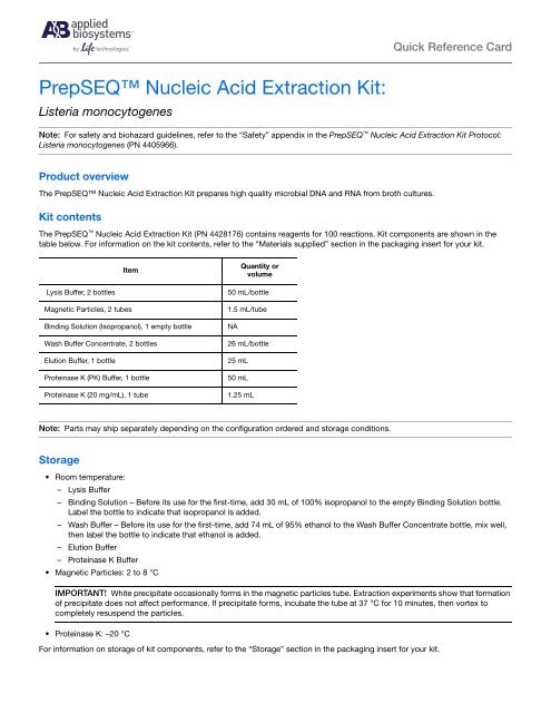 PrepSEQ™ Nucleic Acid Extraction Kit - Applied Biosystems