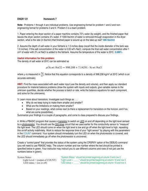 ENGR 121 Homework 7 Note: Problems 1 through 4 are individual ...
