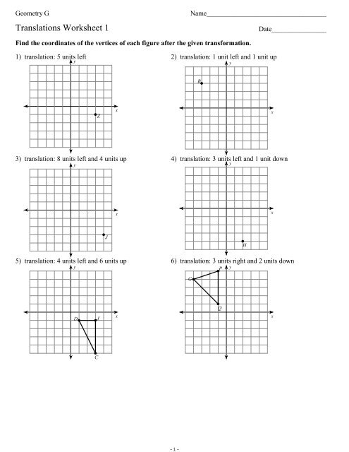 Translations Worksheet 1