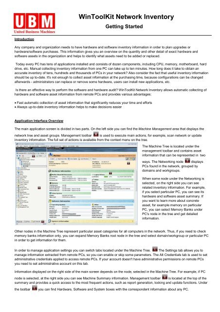 WinToolKit Network Inventory Getting Started (Eng) - UBM Global