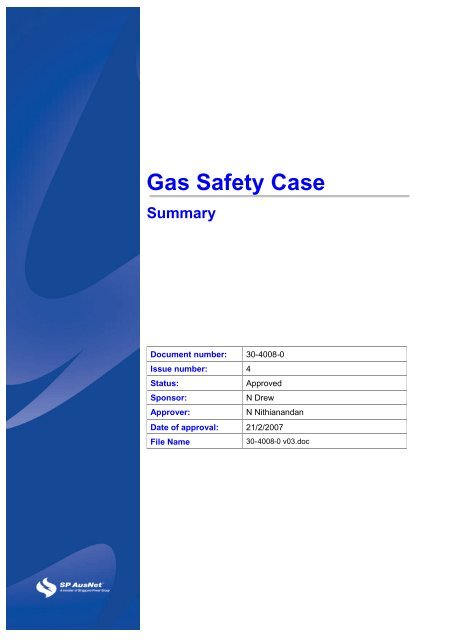 Gas Safety Case Summary - SP AusNet