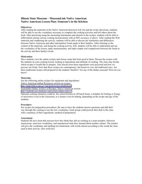 MuseumLink Native American Native American Lesson Plan