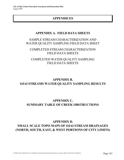 appendices appendix a. field data sheets sample stream ...