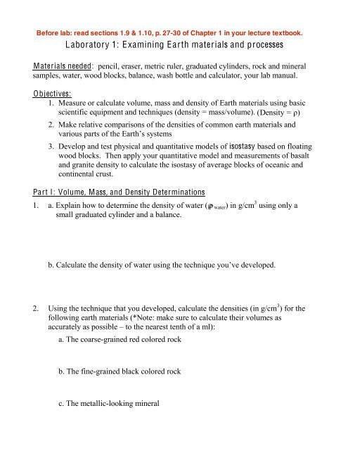 Earth Materials, Processes and Isostasy