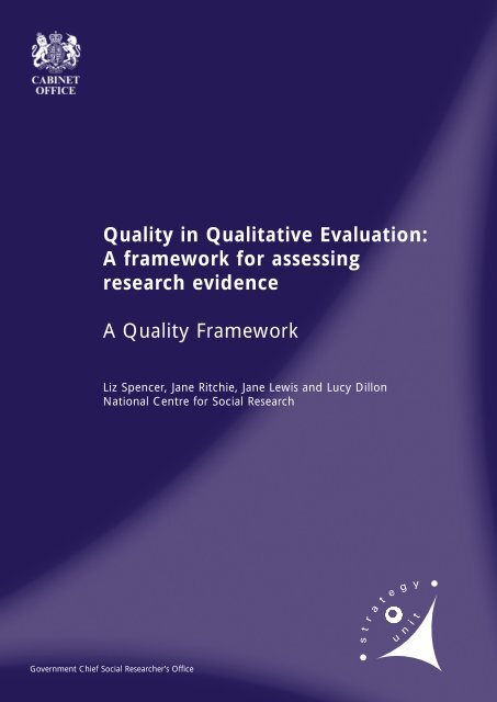 Quality in Qualitative Evaluation: A framework for ... - The Civil Service