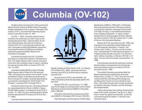 Columbia (OV-102) - NASA